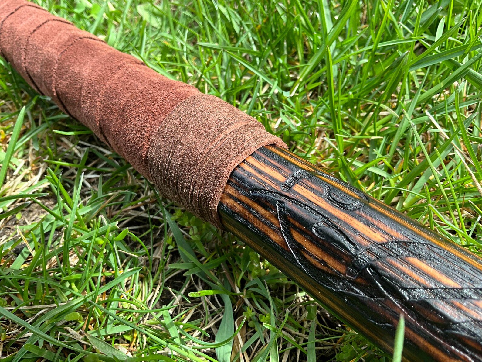Earth Wizard Staff Solid Oak Green Resin Gem Walking Stick Renaissance ...