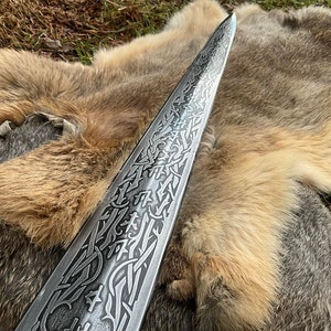 Skeleton Rune Sword Engraved Renaissance Faire Warrior Costume Forged ...