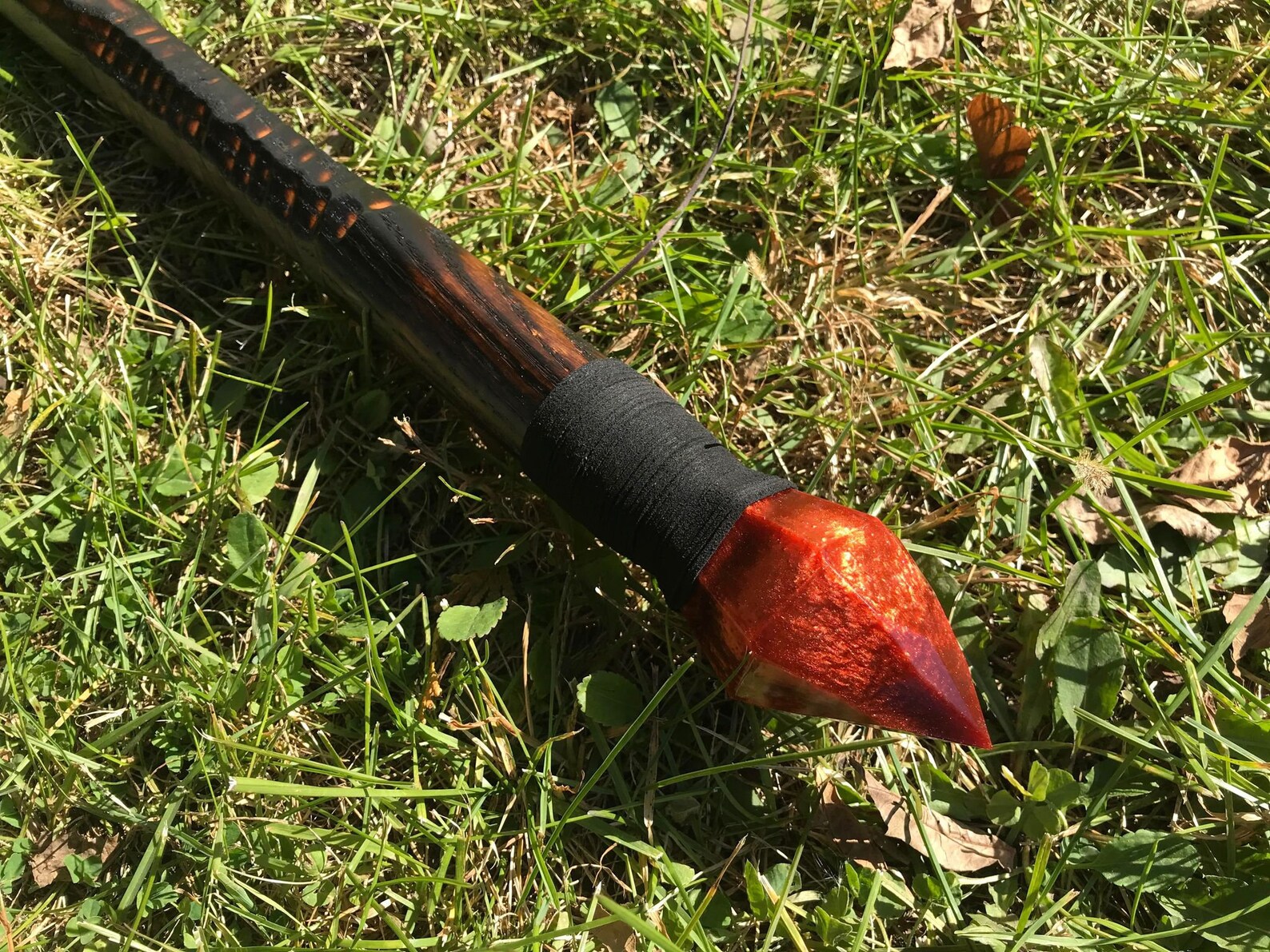 Red Gold Staff Hand Engraved Dragon Scale Pattern Hand Poured Resin Gem ...