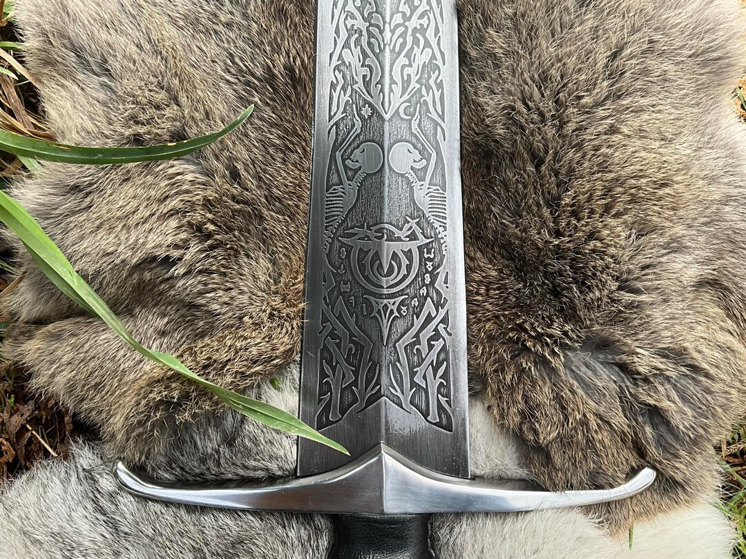 Skeleton Rune Sword Engraved Renaissance Faire Warrior Costume Forged ...