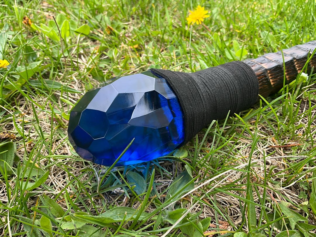 Blue Dragon Scale Staff Wizard Staff Cosplay Sapphire Color Resin Gem ...