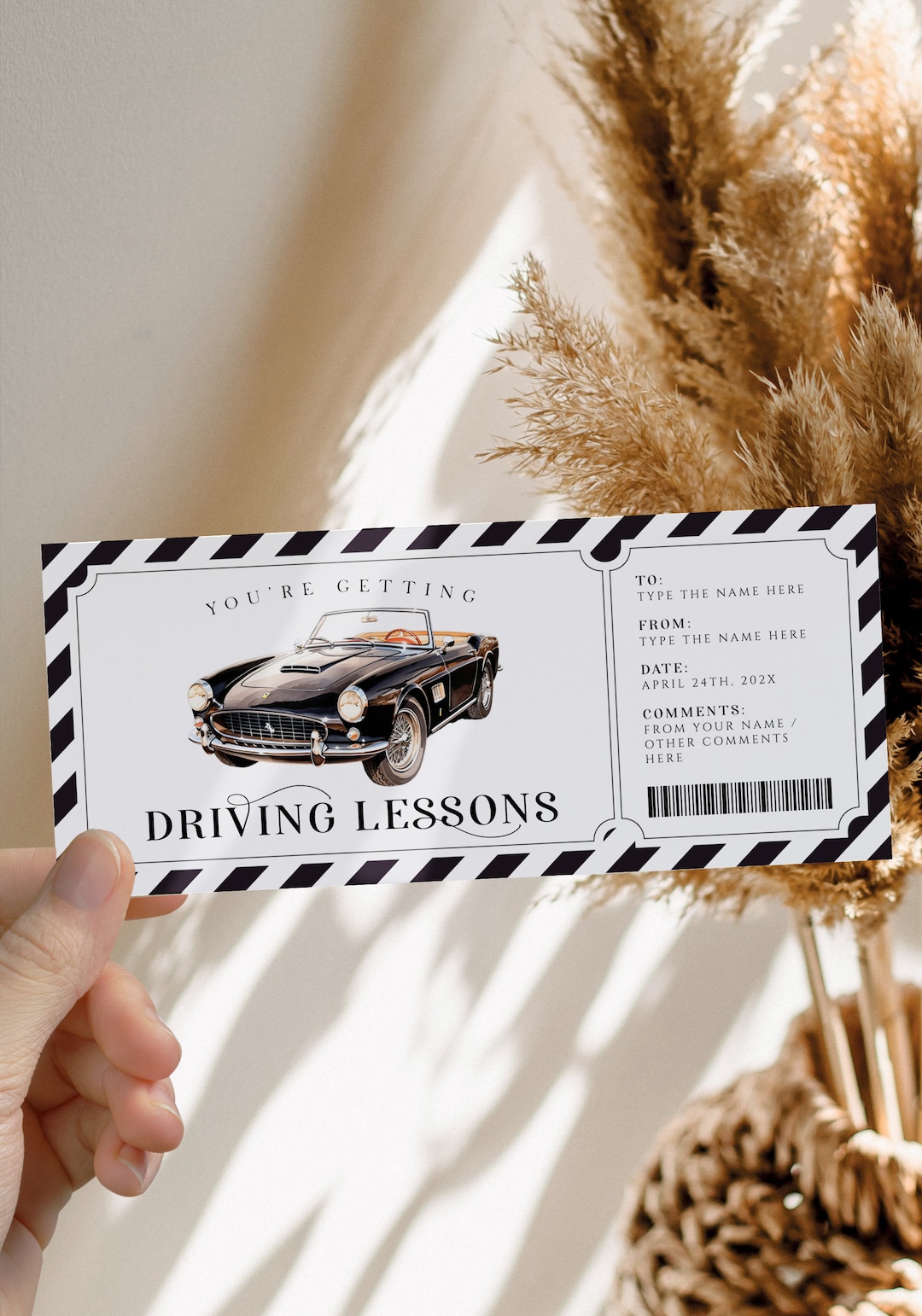 Editable Driving Lessons Gift Voucher, Driving Lesson Voucher, Gift ...