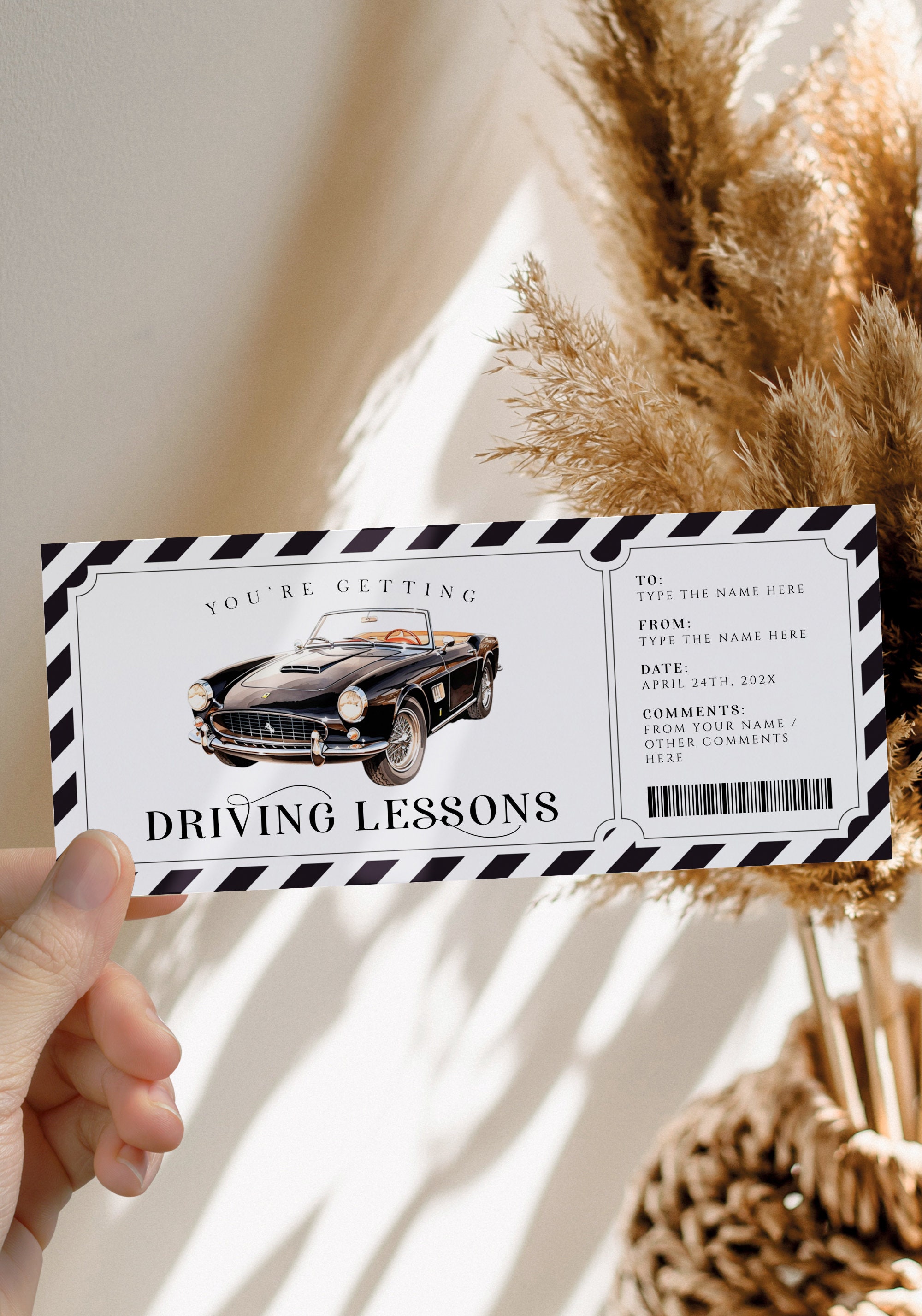 Editable Driving Lessons Gift Voucher, Driving Lesson Voucher, Gift ...