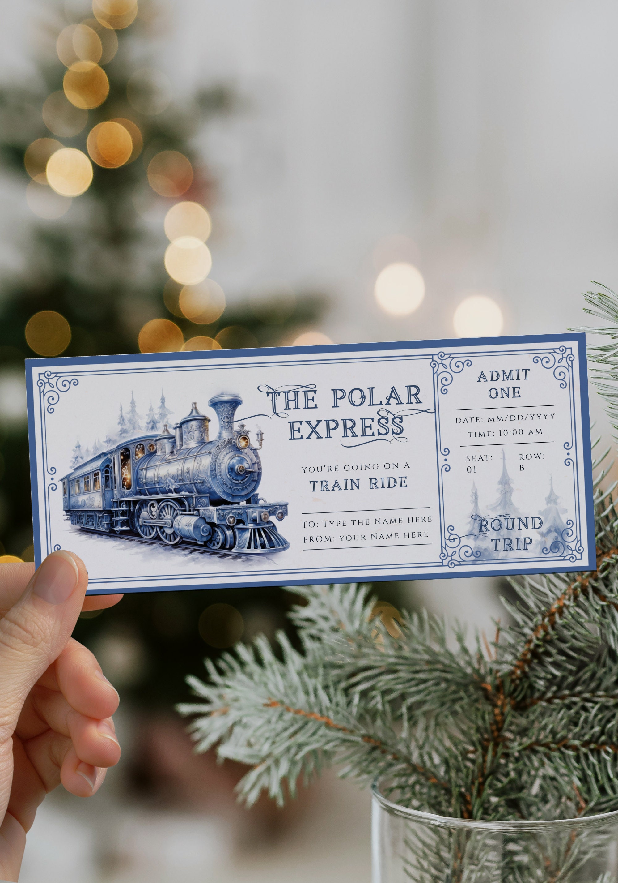Polar Express Train Ride Ticket Template, Christmas Train Gift Surprise ...