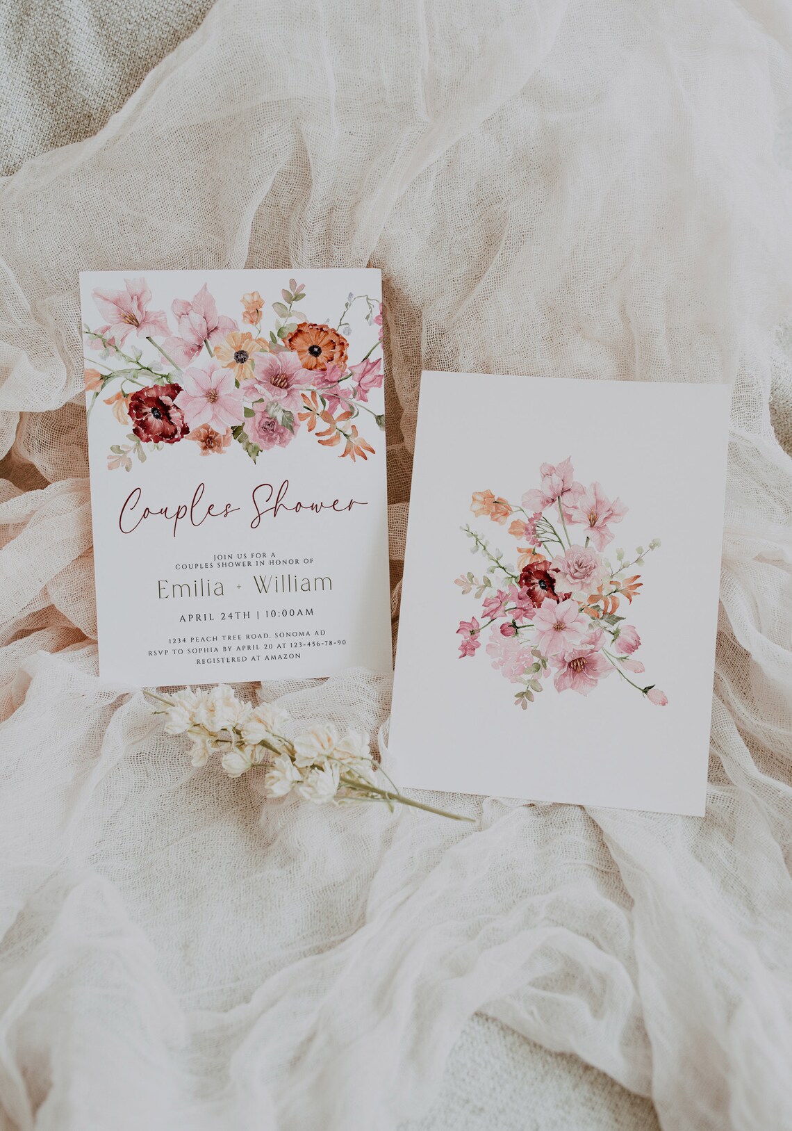 Editable Wildflowers Couples Shower Invitation, Colorful Flowers Bridal ...