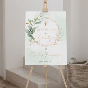 Editable Green Neutral Spanish Welcome Sign, Religious Cartel De ...