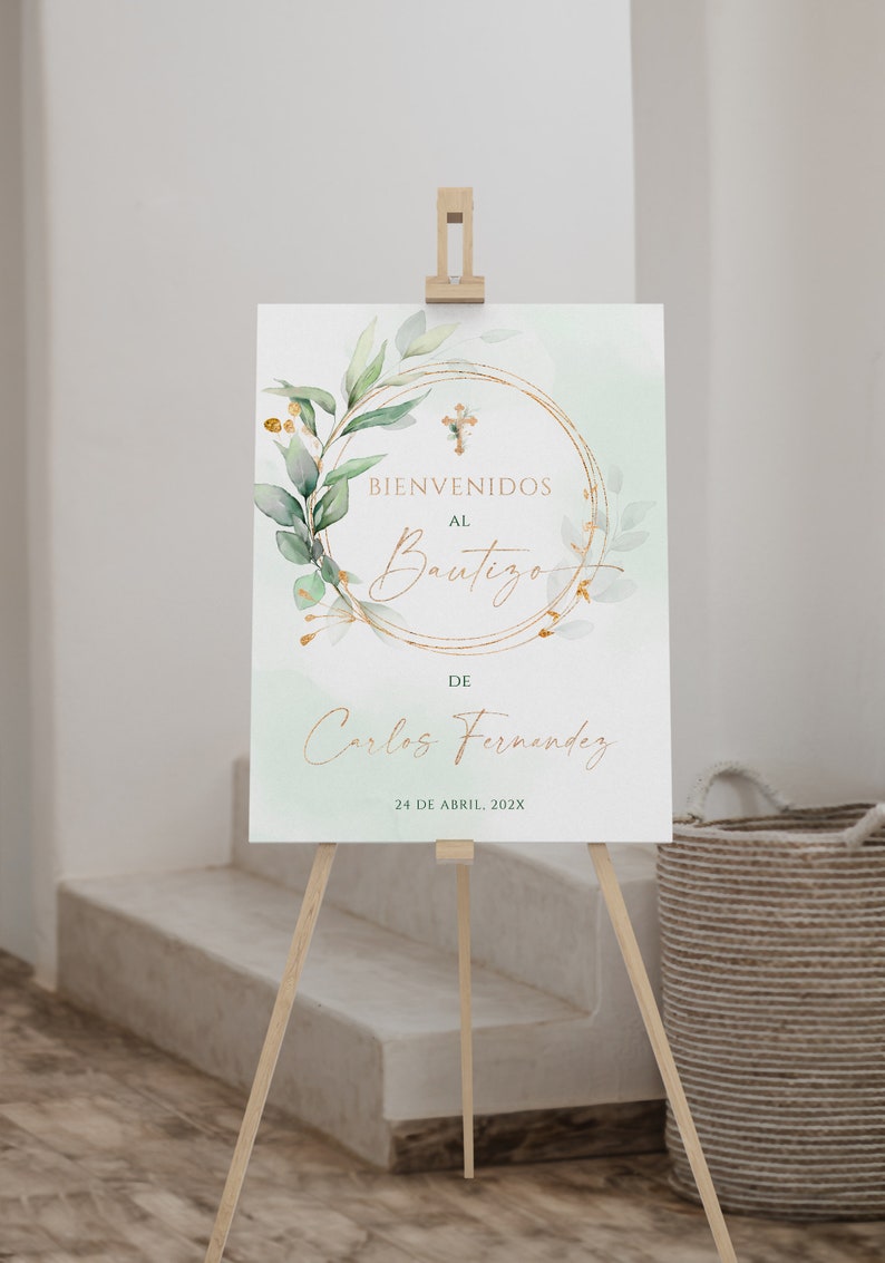 Editable Green Neutral Spanish Welcome Sign, Religious Cartel De ...