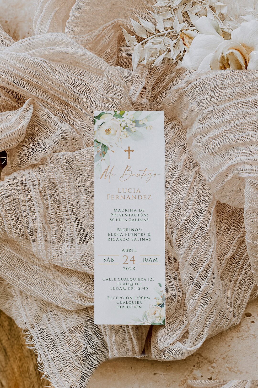 Oraciones Cortas Bautizo Cruz De Oro En Español, Greenery Girl Baptism ...