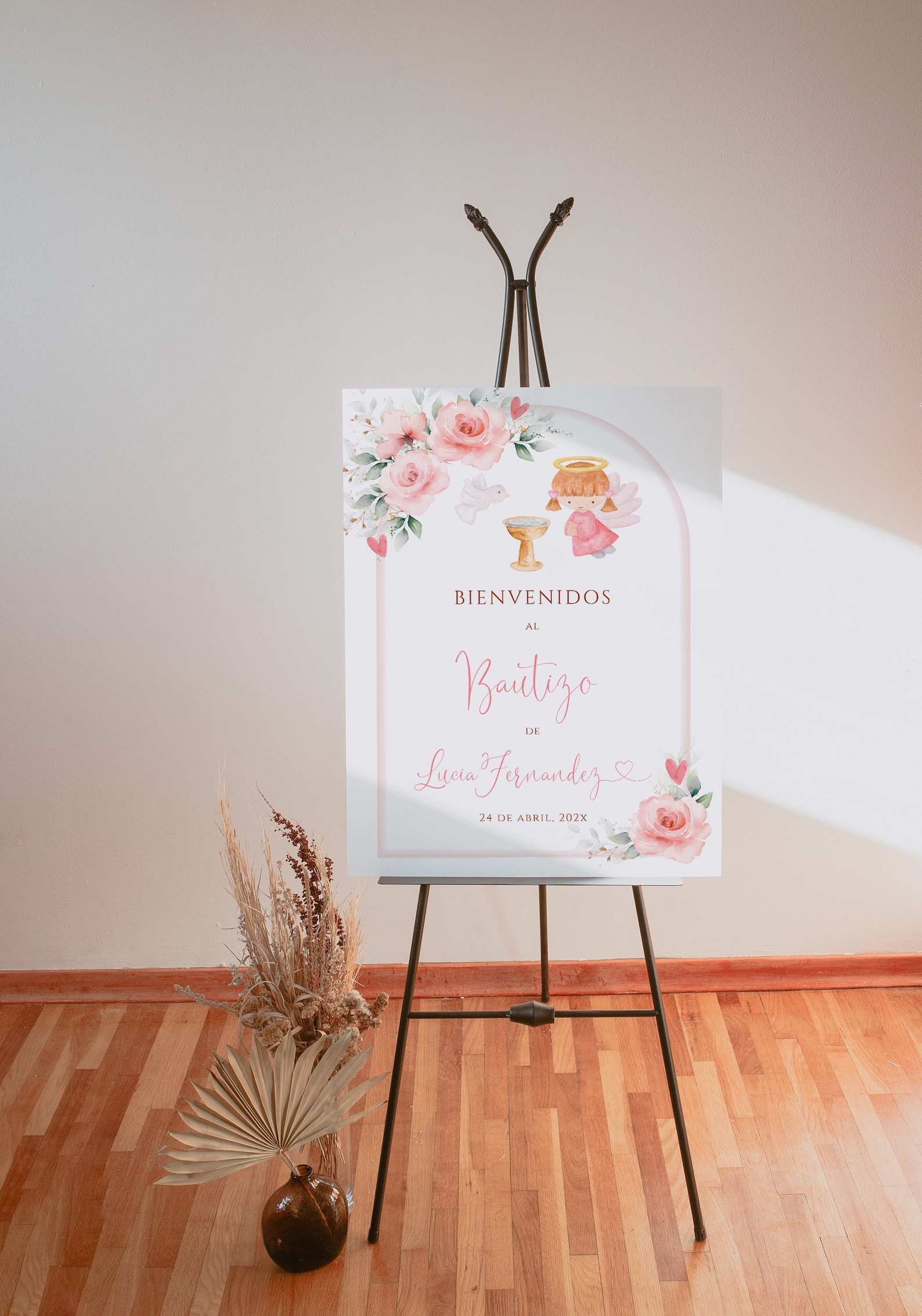 Blush Pink Spanish Welcome Sign for Girl,rosa Angel сartel Bienvenida ...