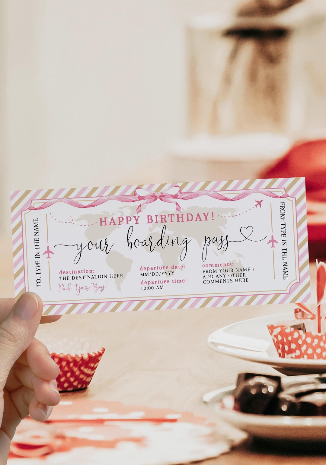 Birthday Gift Boarding Pass, Flight Airline Travel Voucher Happy ...