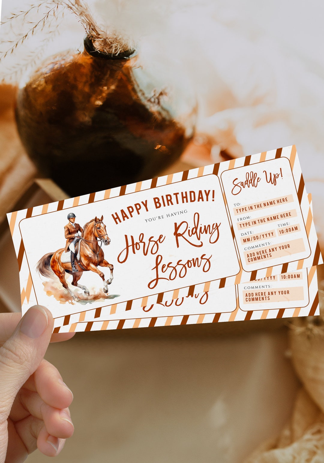 Surprise Trip Vacation, Horse Riding Lesosns Gift Voucher Printable ...