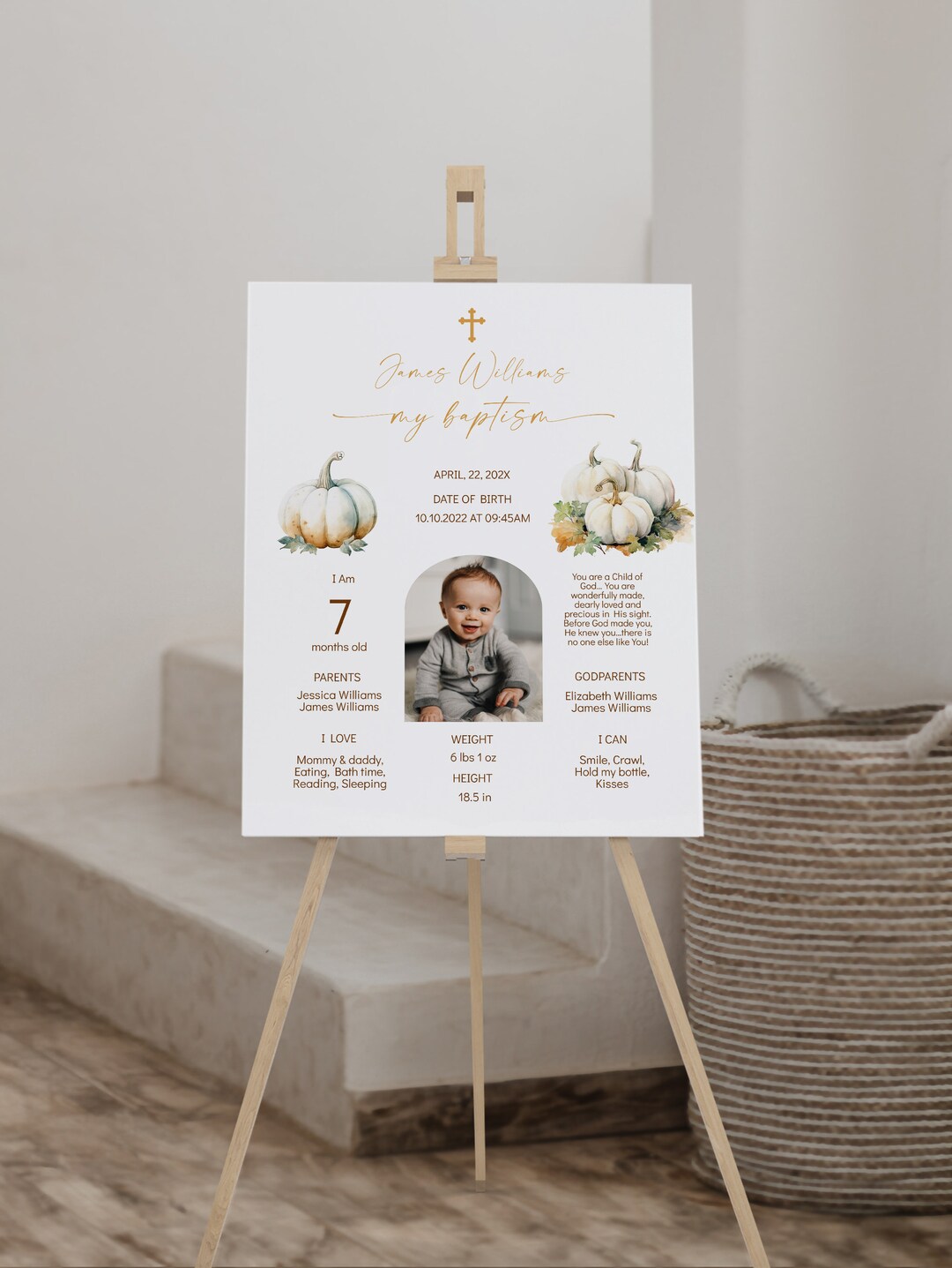 Autumn Baptism Milestone Sign Printable, My Baptism Milestone With ...