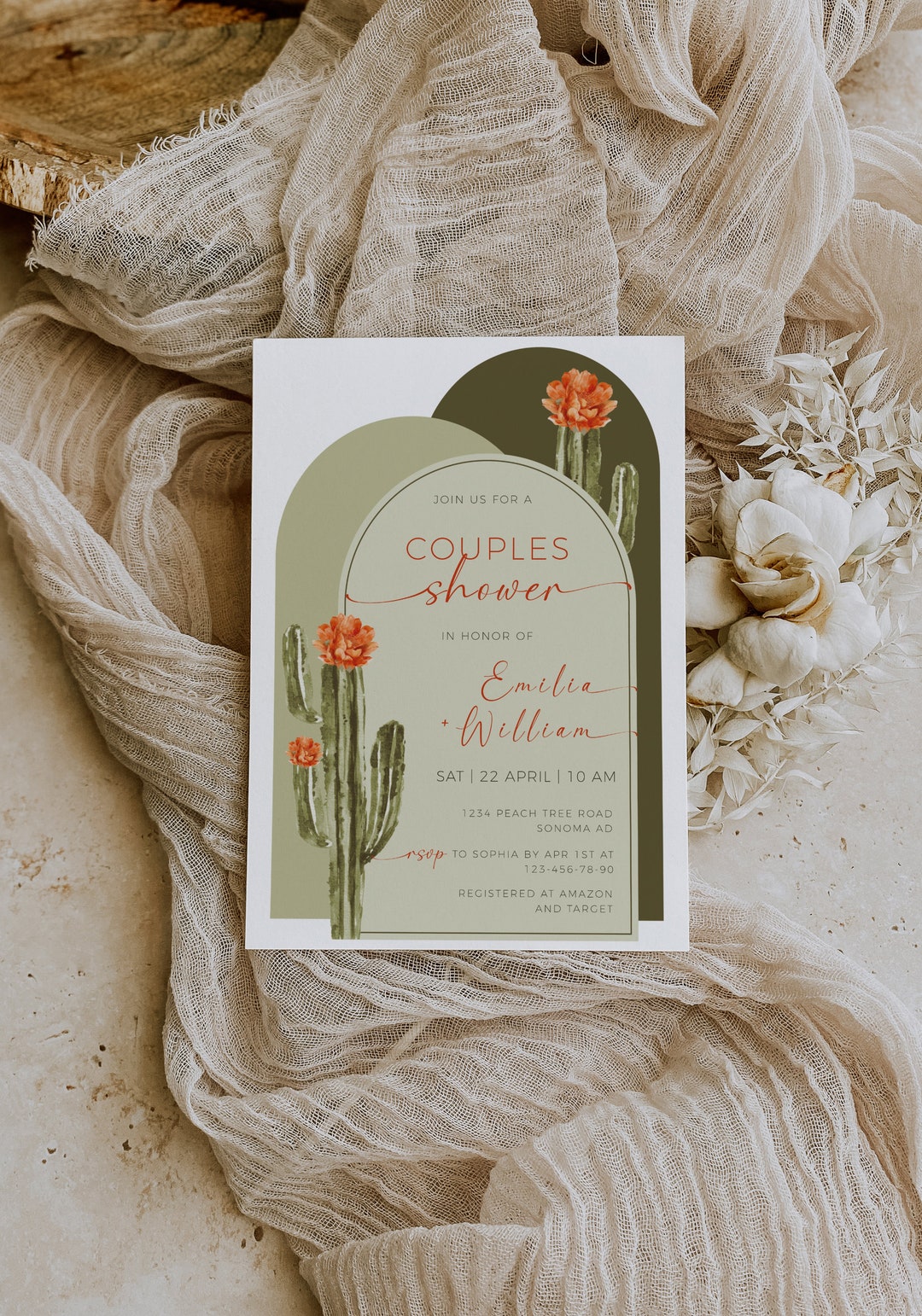 Boho Cactus Couples Shower Invitation Template, Wild West Couples ...