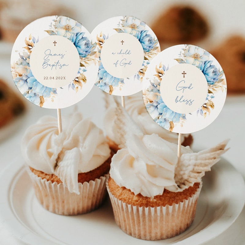 Christening Cupcake Topper - Etsy