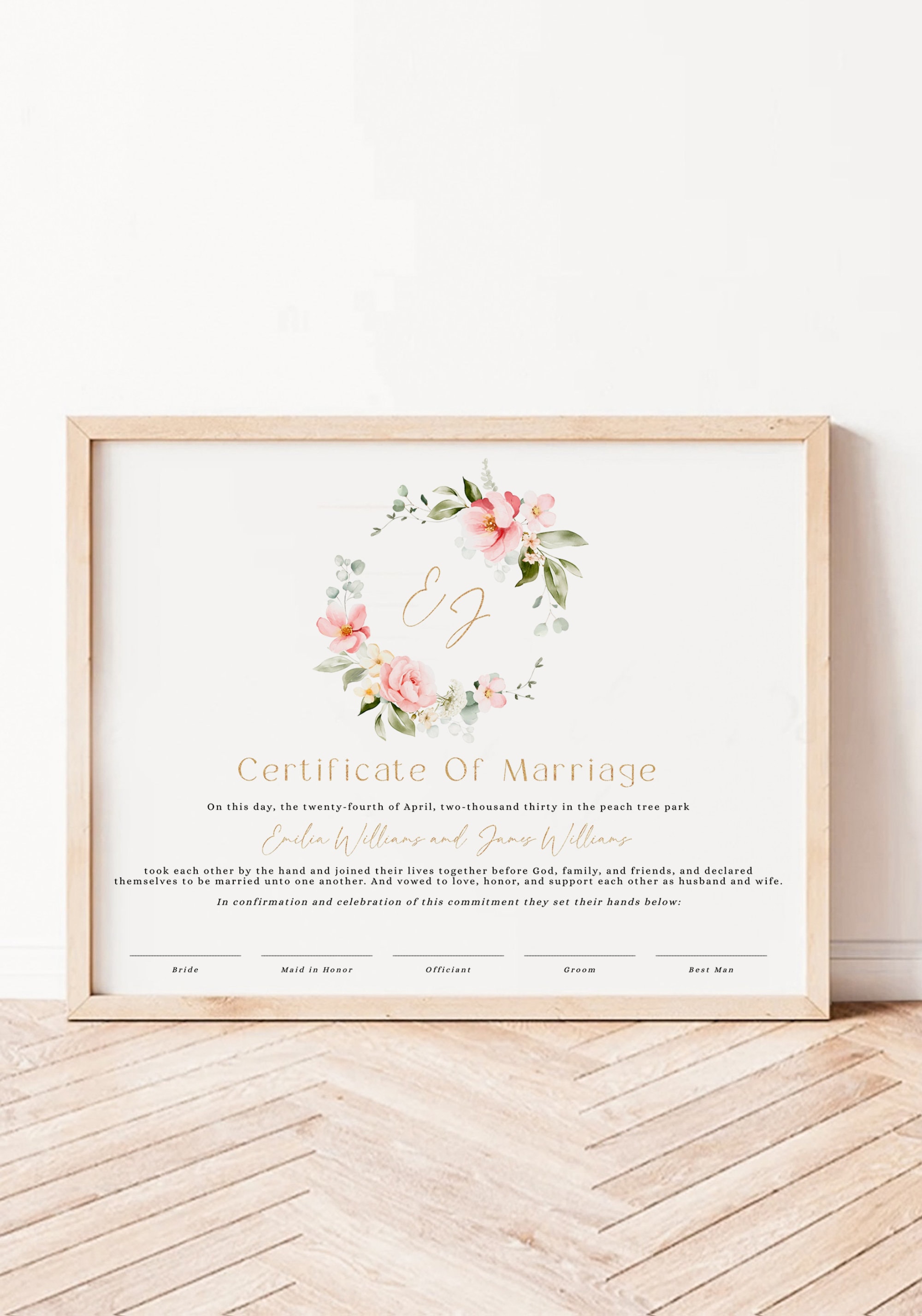 Certificate of Marriage Template, Wedding Keepsake Certificate With ...