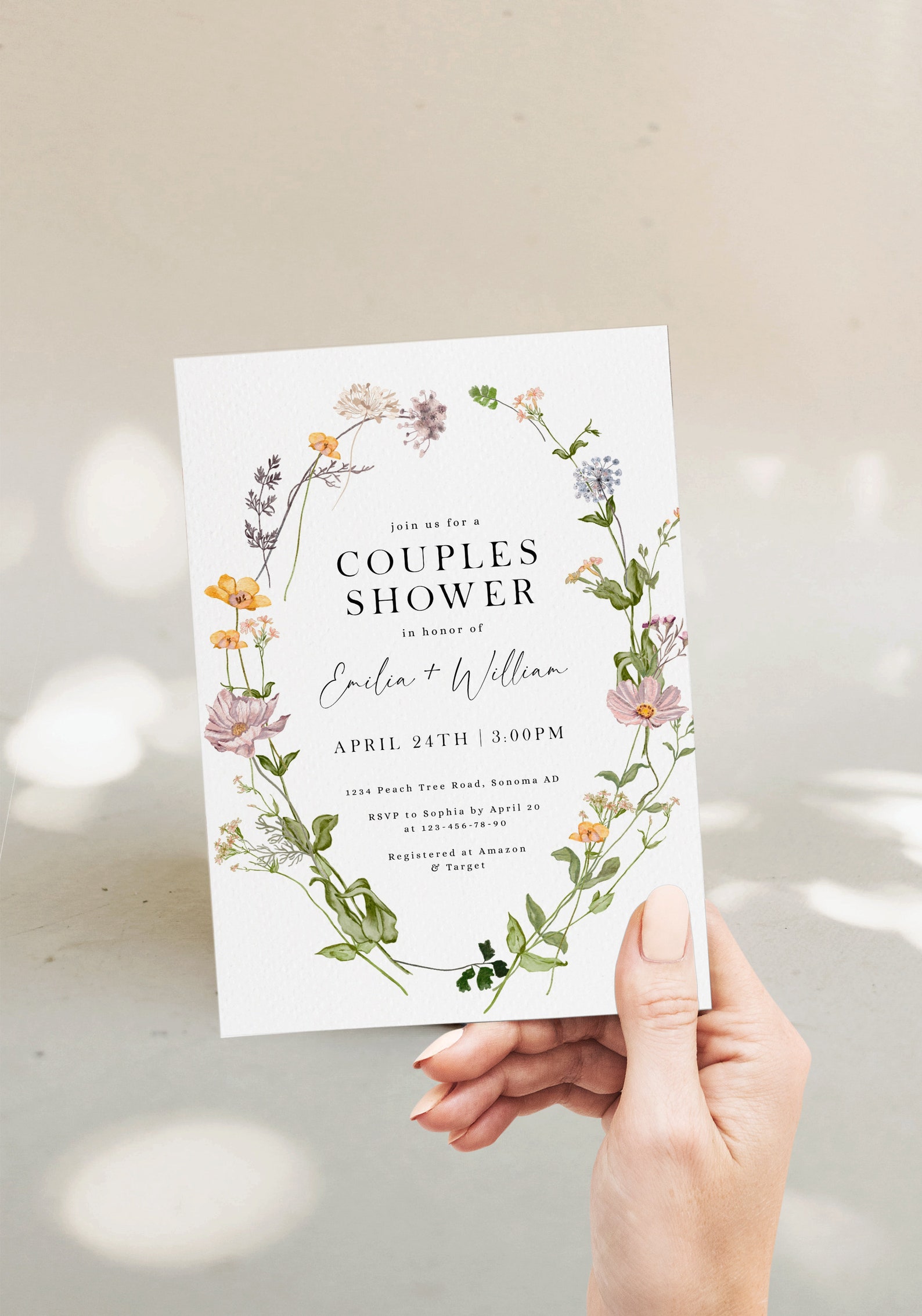 Rustic Floral Party Couples Shower Invite, Summer Floral Bridal Shower ...