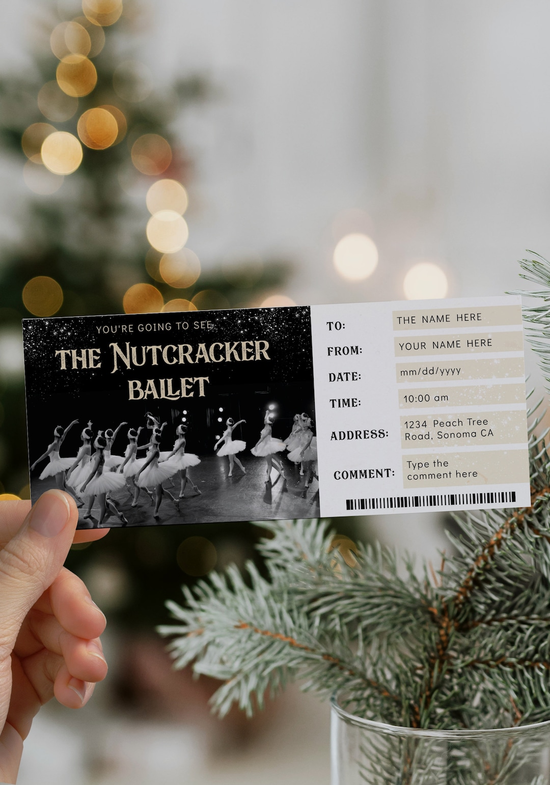 Editable Christmas Nutcracker Ballet Event Ticket, Ballet Fake Surprise ...