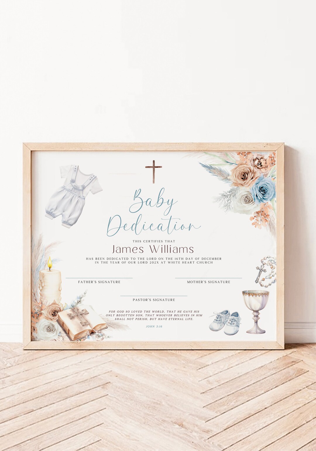 Baby Boy Dedication Gift, Baby Dedication Certificate Template With ...