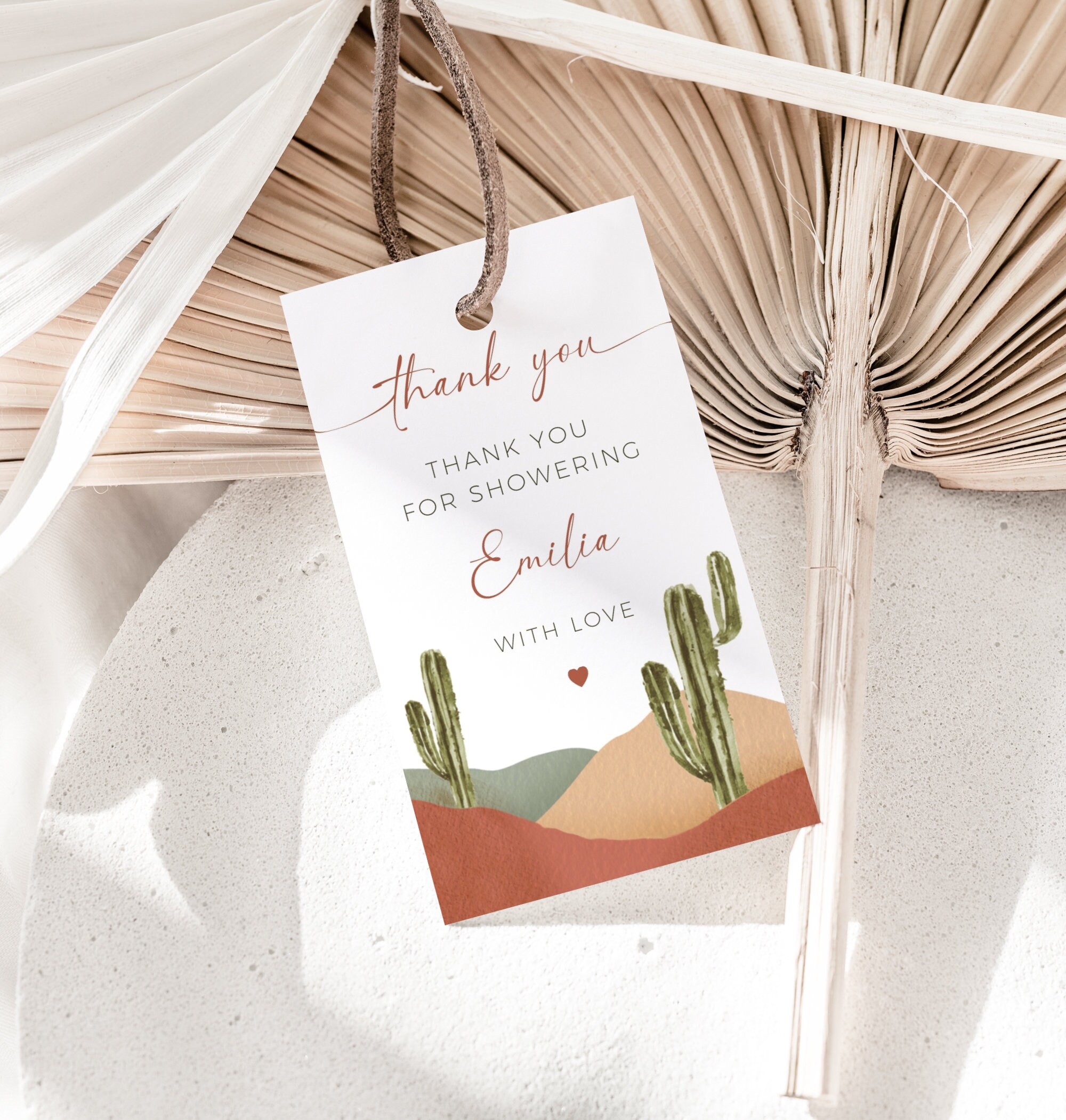 Desert Bridal Shower Favor Tag Template, Gift Tag Decorated Mexican ...