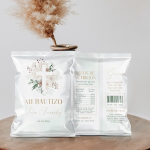 Bautizo Chip Bag Spanish, Potato Christening Chip Pack Printable, Green ...