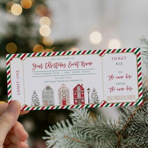 Christmas Event Ticket Template, Modern Gift Ticket, Christmas Voucher ...