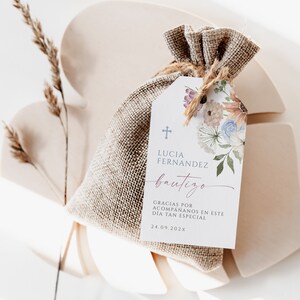 Rectangular Gender Neutral Printable Baptism Favor Tags in Spanish ...
