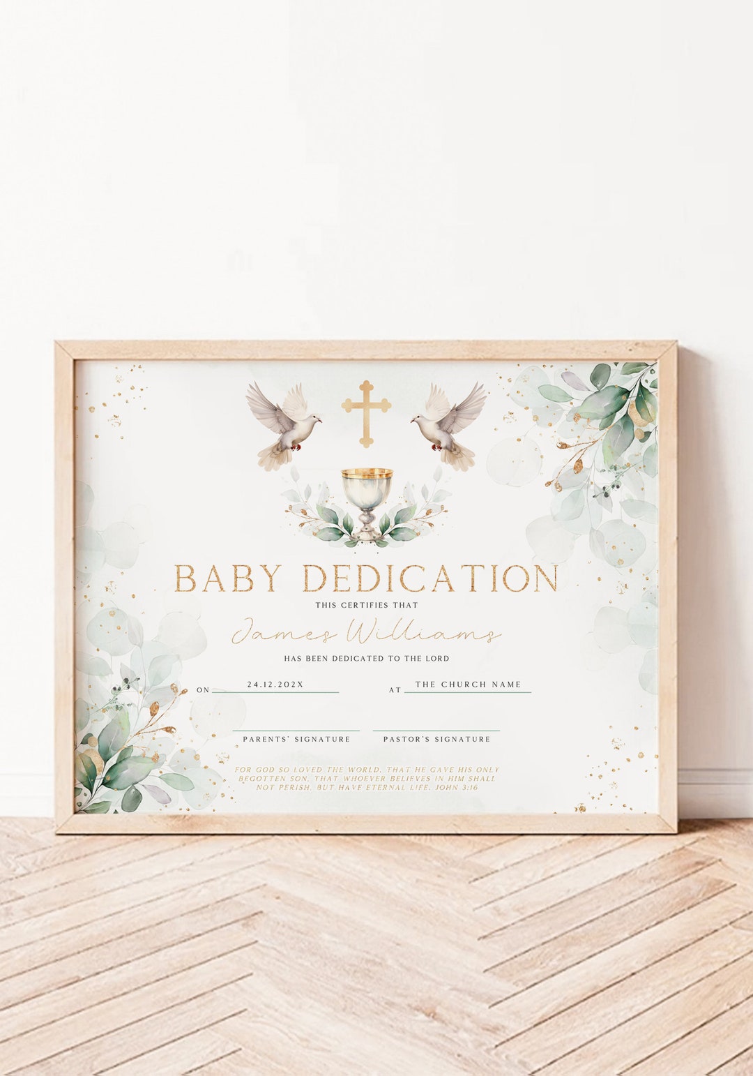 Editable Baby Dedication Certificate, Bohemian Baptism Boy Girl ...