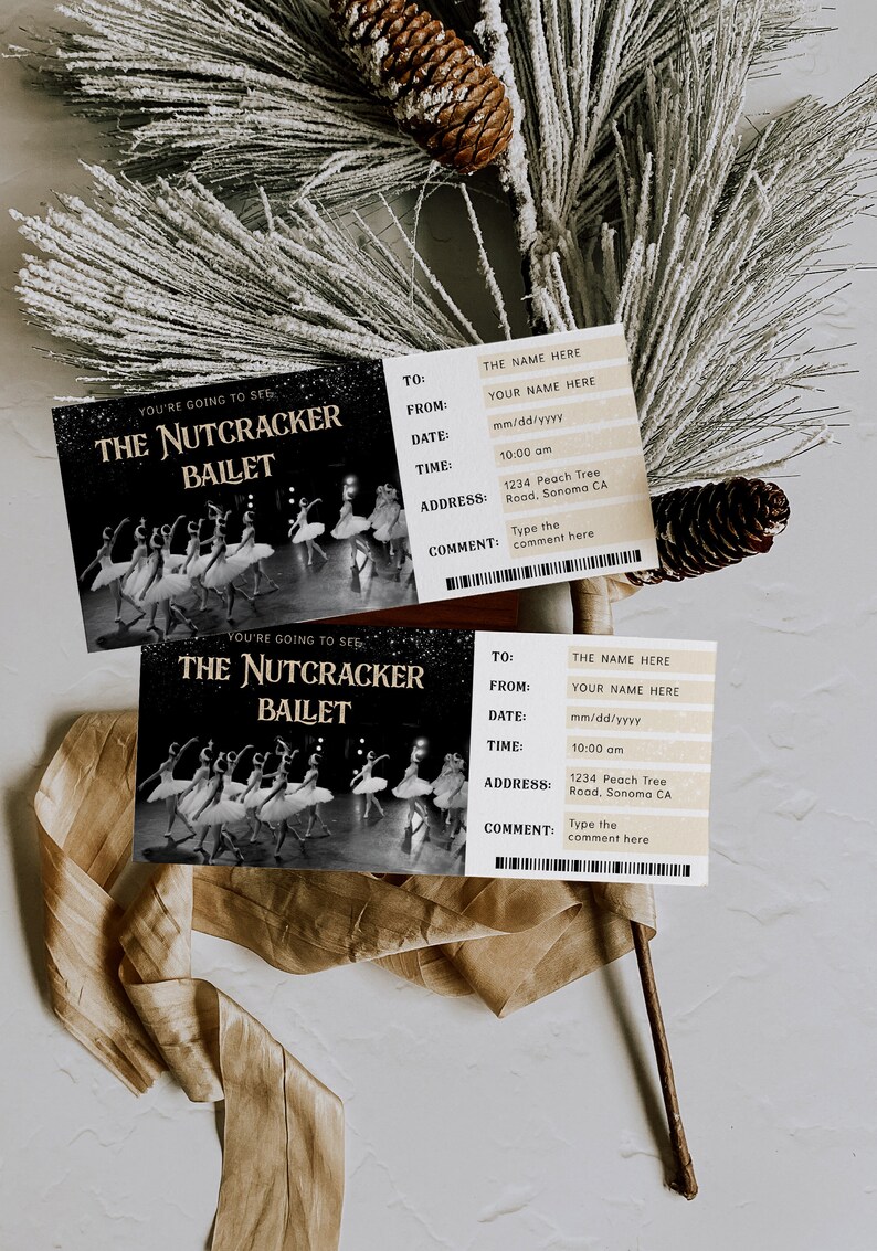 Editable Christmas Nutcracker Ballet Event Ticket, Ballet Fake Surprise ...