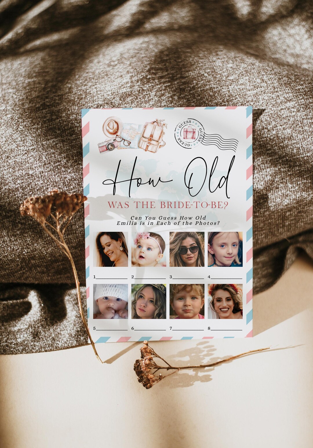 How Old Was the Bride-to-be Travel Bridal Shower Game Printable -C266 ...