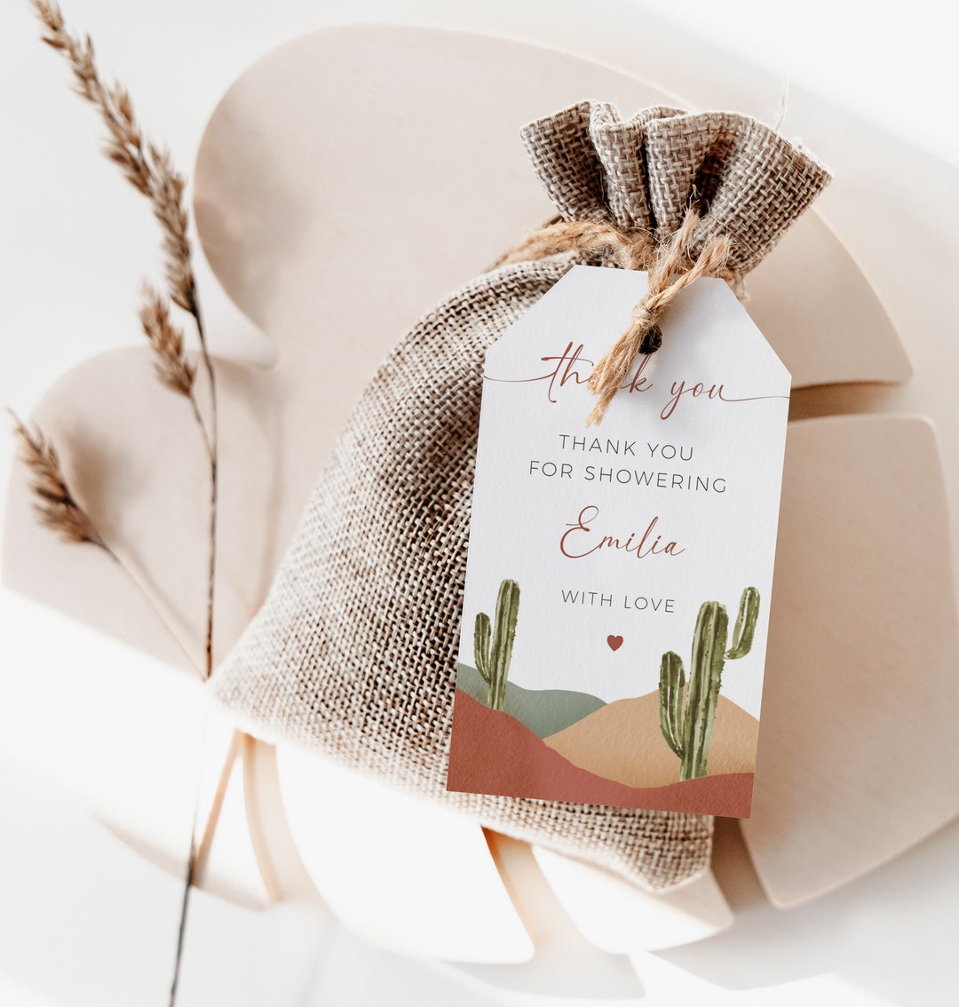 Desert Bridal Shower Favor Tag Template, Gift Tag Decorated Mexican ...
