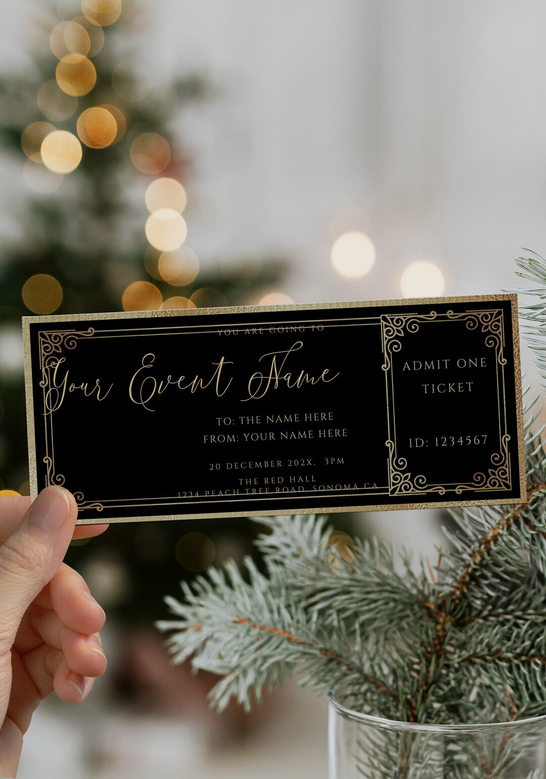 Сhristmas Event Fake Show Ticket Template, Admit One Ticket, Movie ...