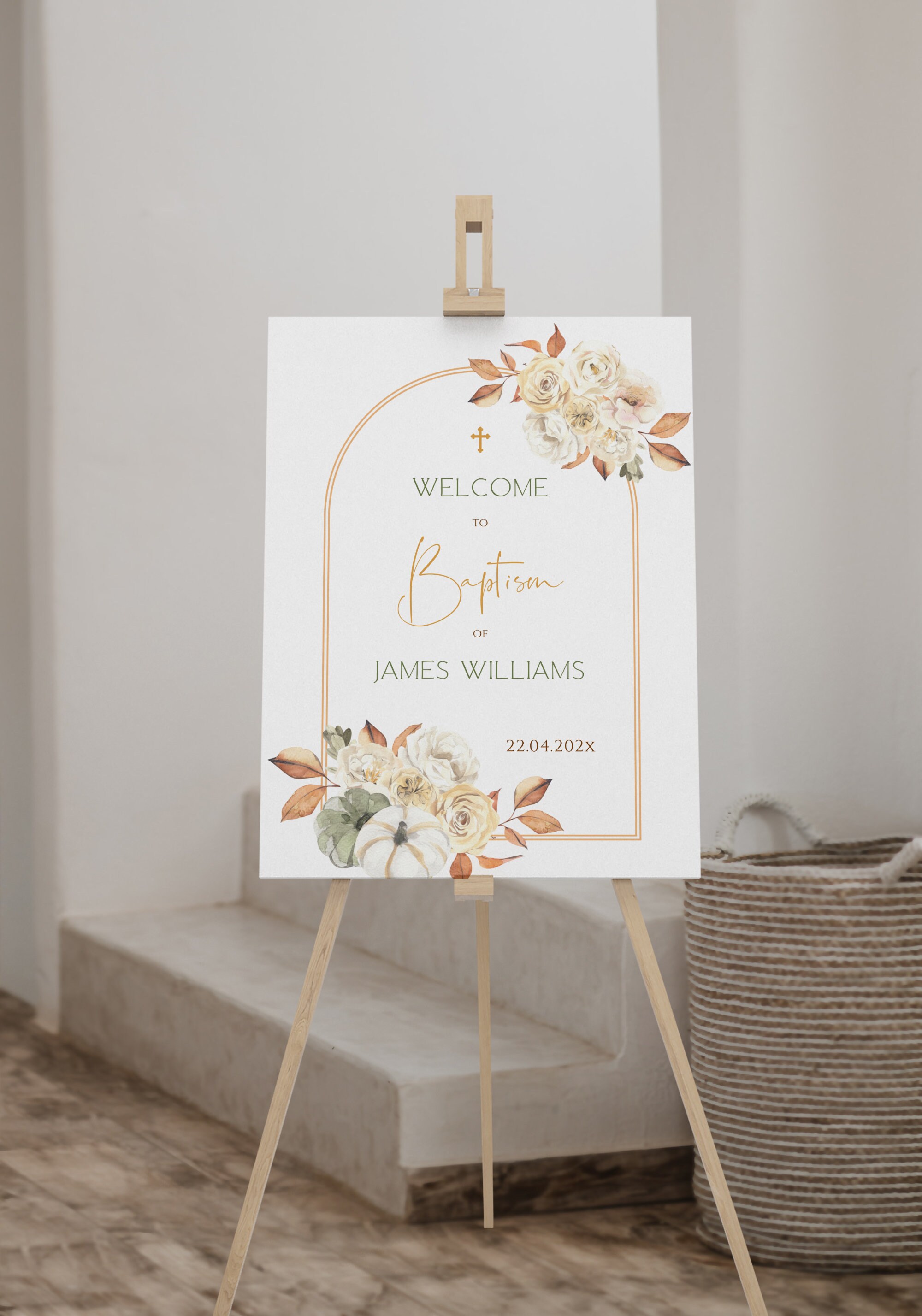 Baptism Welcome Poster Autumn Theme Printable, Welcome to Baptism Sign ...