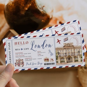 London Boarding Pass Ticket Template, Trip Ticket to England, Gift ...