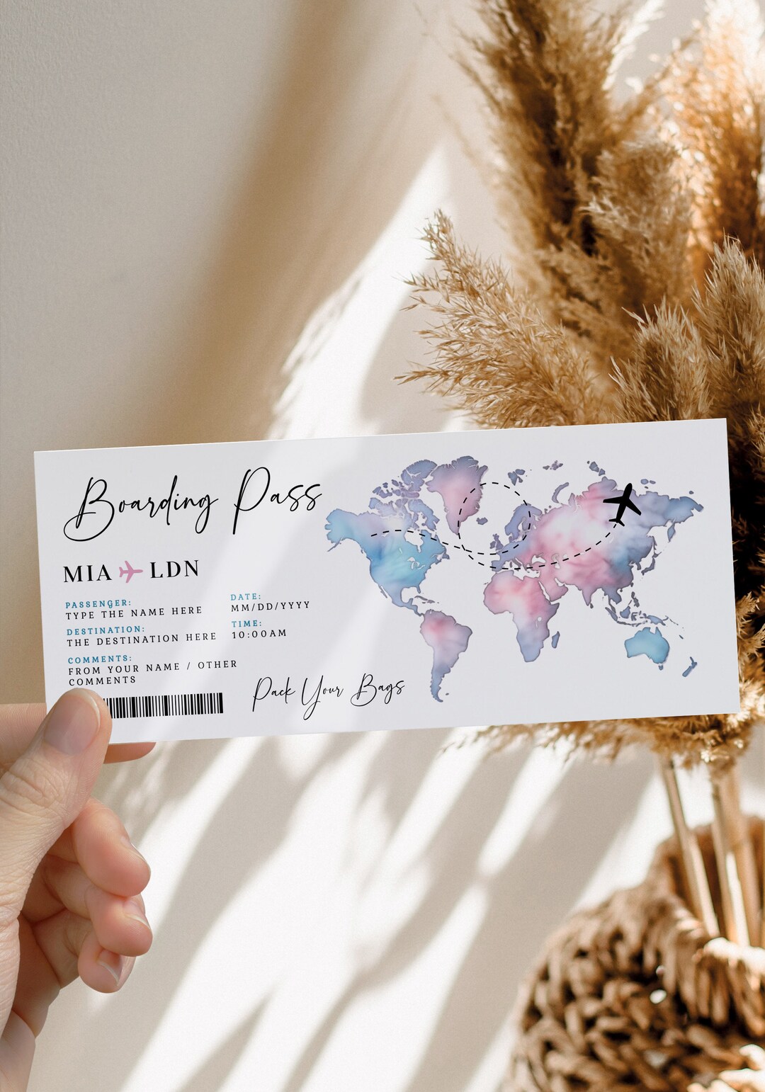 Birthday Party Boarding Pass, Fake Plane Ticket Template, Vacation ...