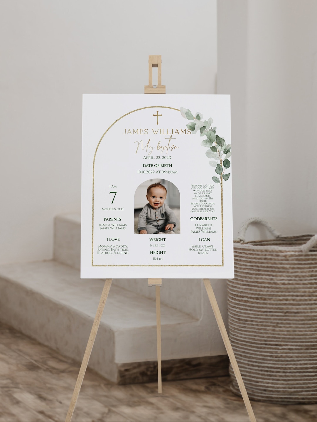 Bohemian Baptism Milestone Sign Printable, My Baptism Milestone With ...