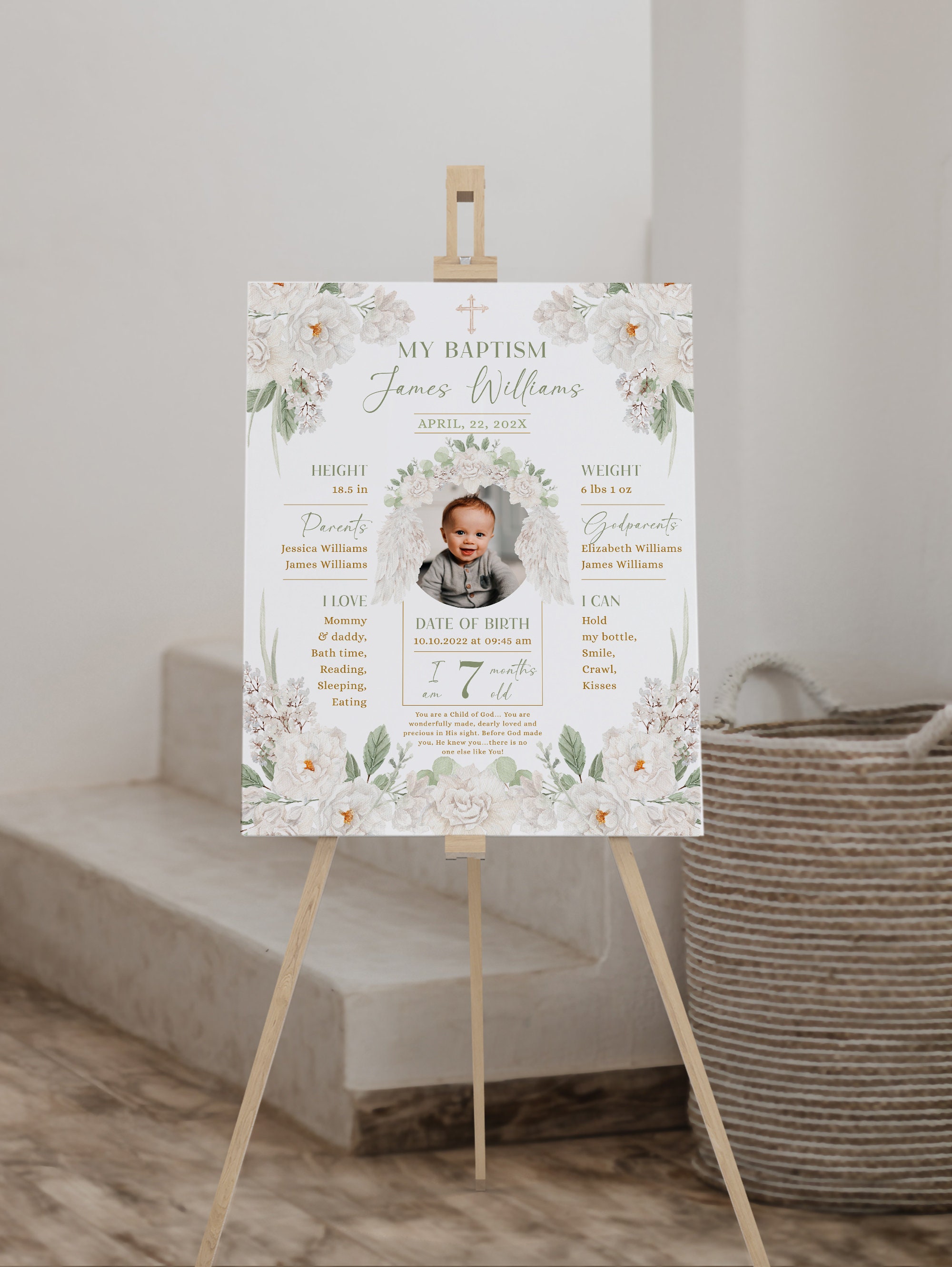 Greenery Welcome Sign With Photo, Angel Wings Cross Board Sign, White ...