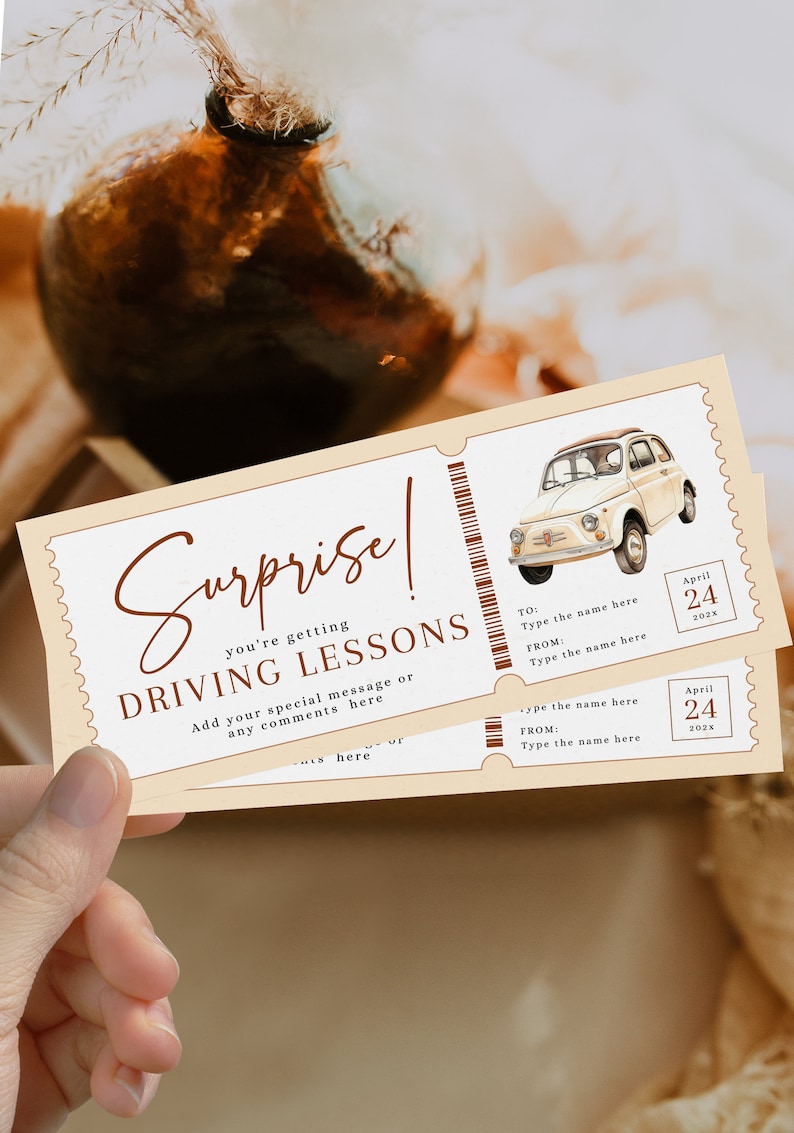 Driving Lessons Surprise Gift Voucher Template, Learn to Drive, Gift ...