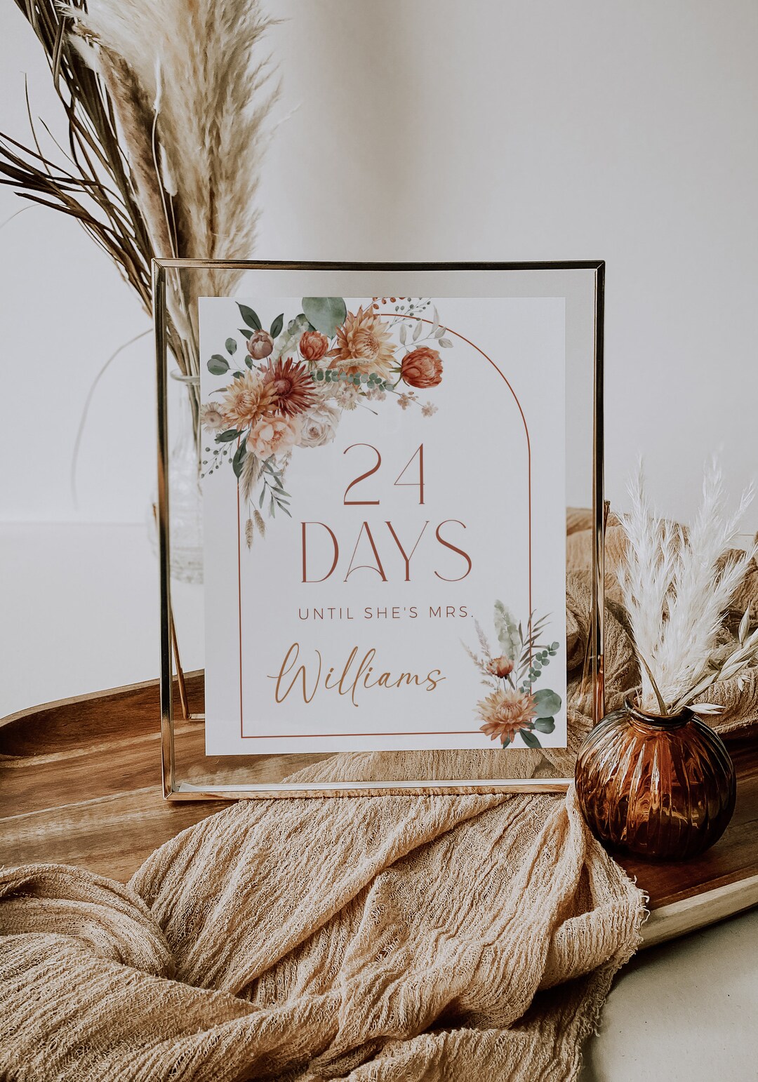 Custom Days Until Sign, Boho Arch Days Until Sign, Terracotta Days ...
