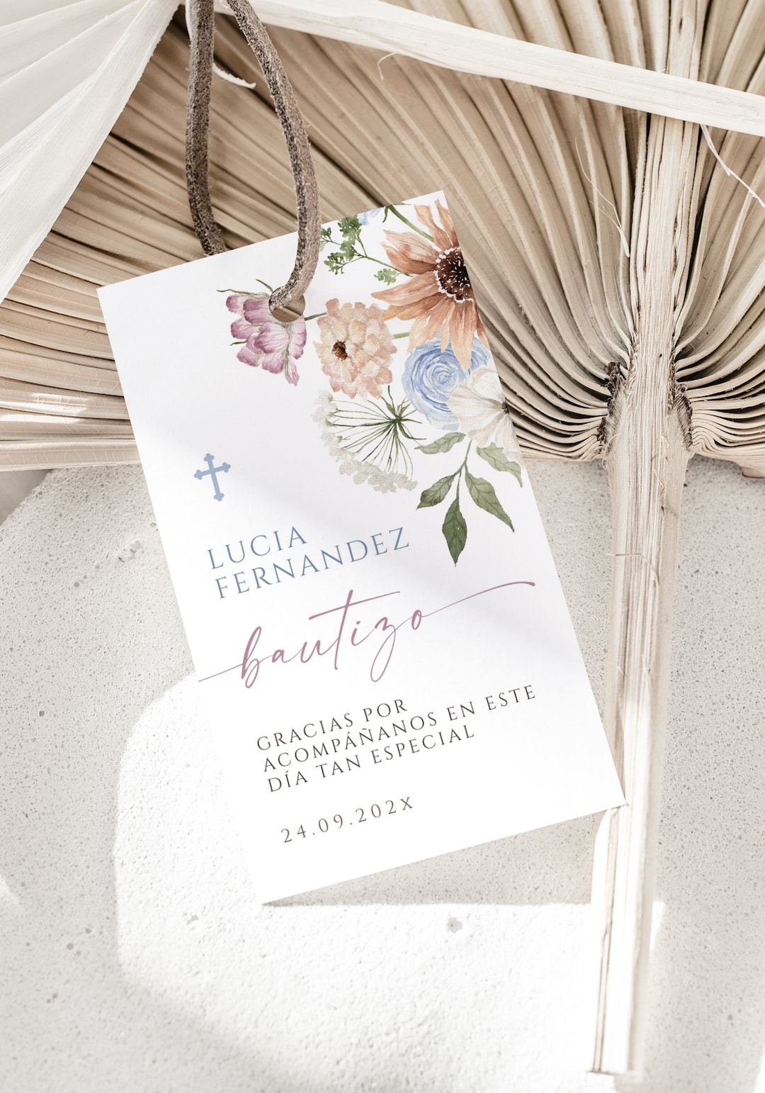 Rectangular Gender Neutral Printable Baptism Favor Tags in Spanish ...