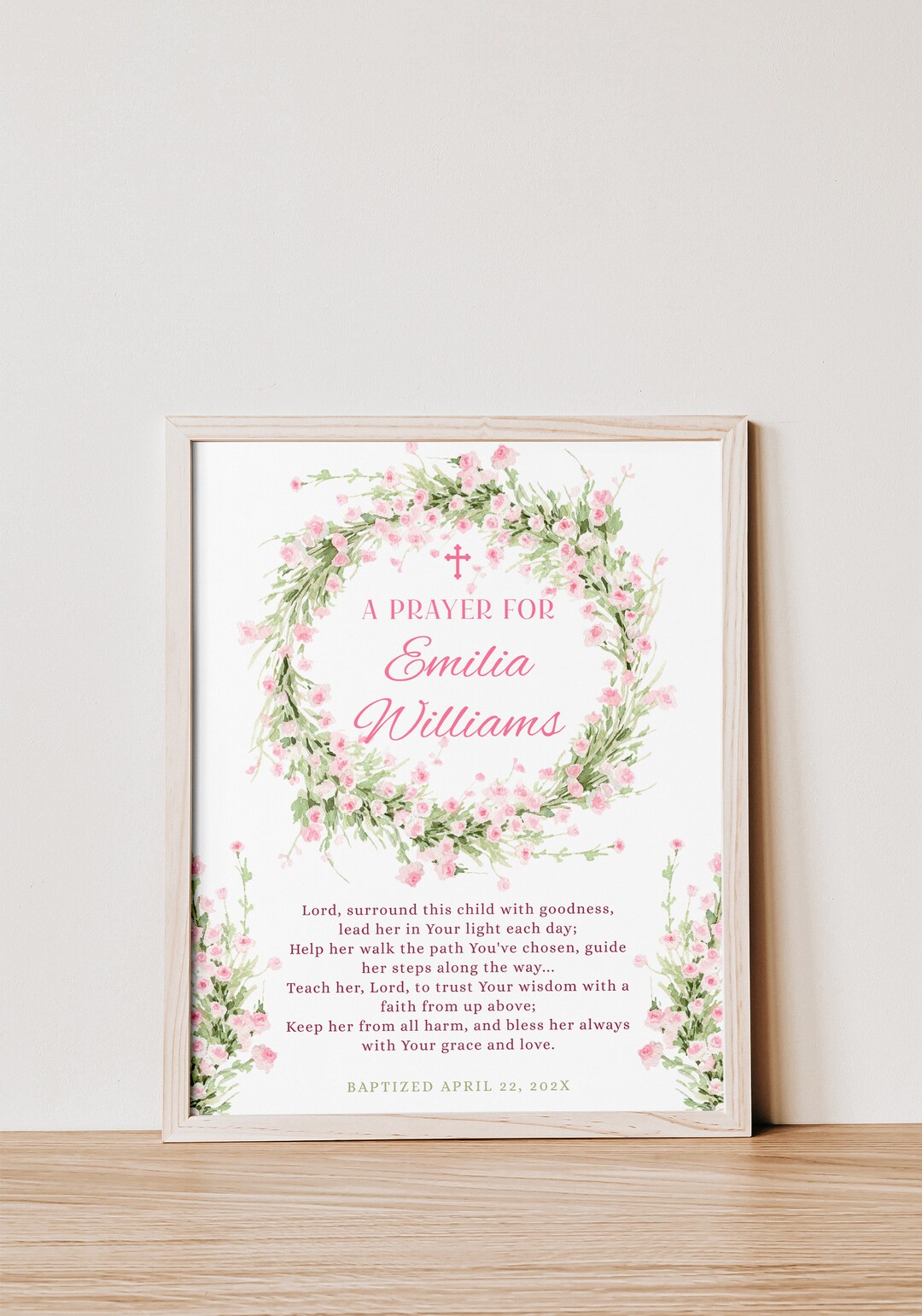 Personalized Baptism Prayer Sign Printable, Dedication Bebi Gift ...