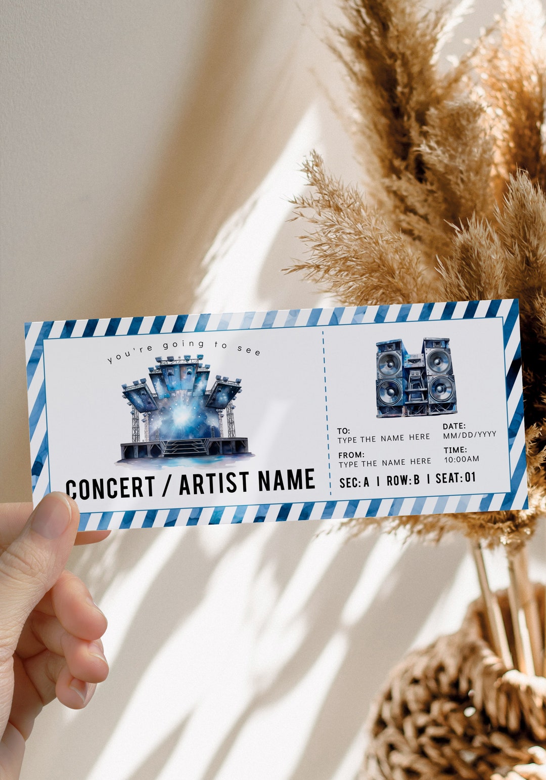 Rock Concert Event Voucher for Him, Surprise Concert Ticket Template ...
