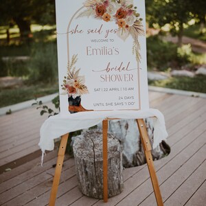 Western Country Fiesta Bridal Shower Welcome Sign Template, Boho Autumn ...