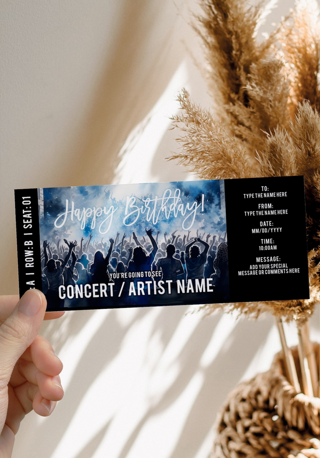 Surprise Rock Concert Gift Ticket Template, Birthday Gift Certificate ...