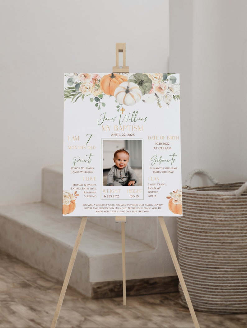 Autumn Baptism Milestone Sign Printable, My Baptism Milestone With ...