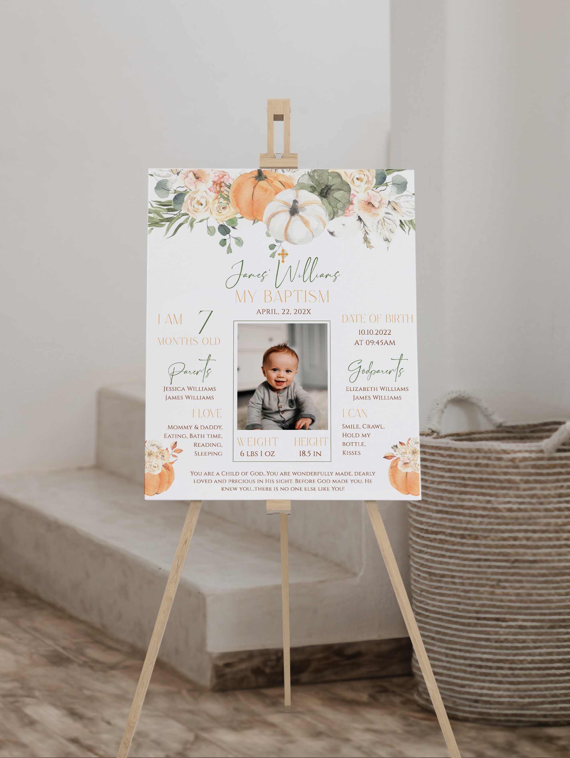 Autumn Baptism Milestone Sign Printable, My Baptism Milestone With ...