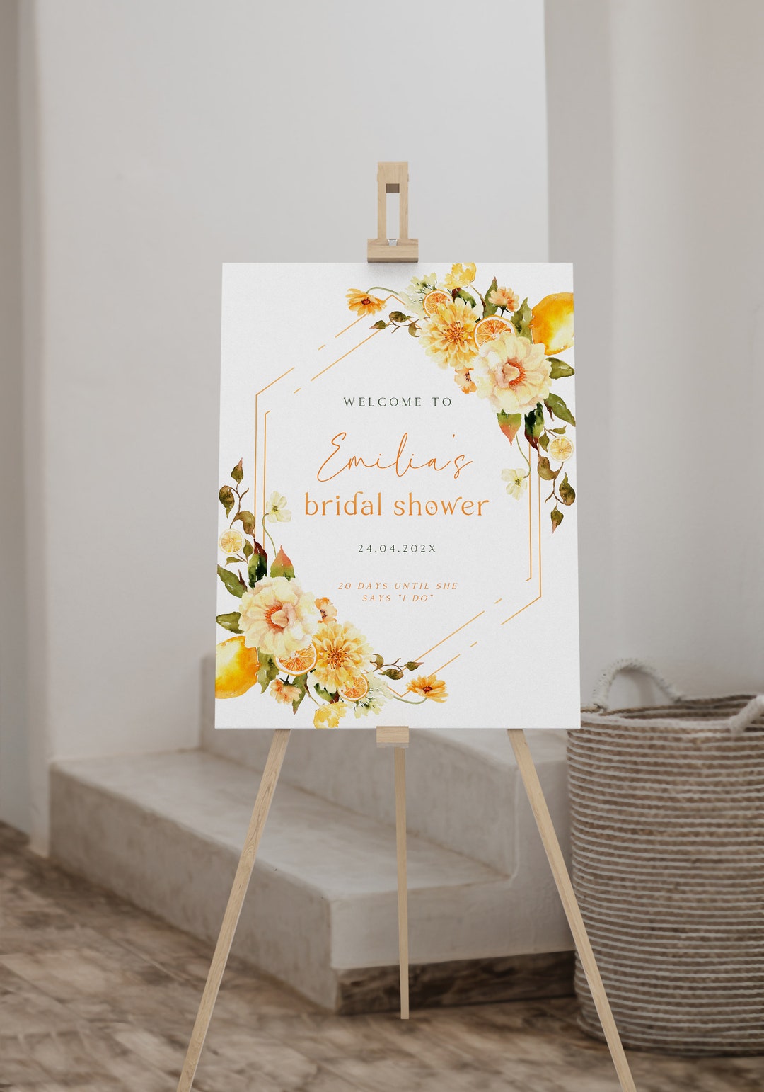 Welcome Sign in English Printable for Summer Bridal Shower : Modern ...