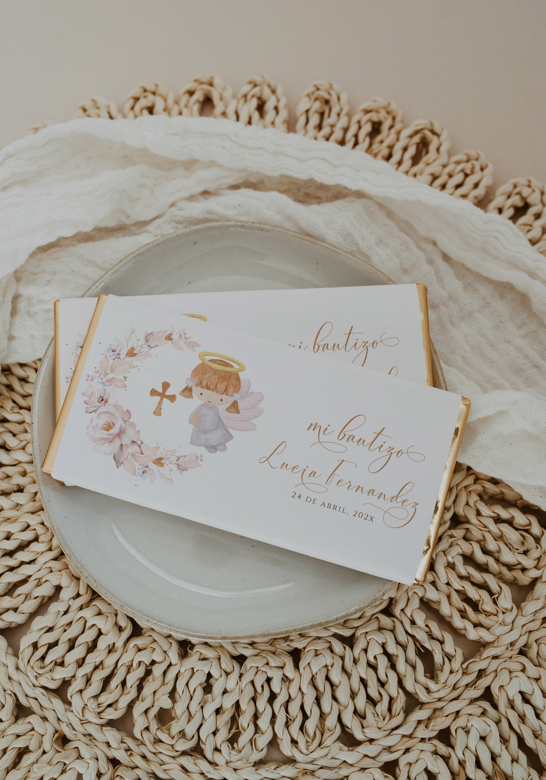 Angel Baptism Girl Chocolate Bar Wrapper Spanish, Bautizo Plantilla ...