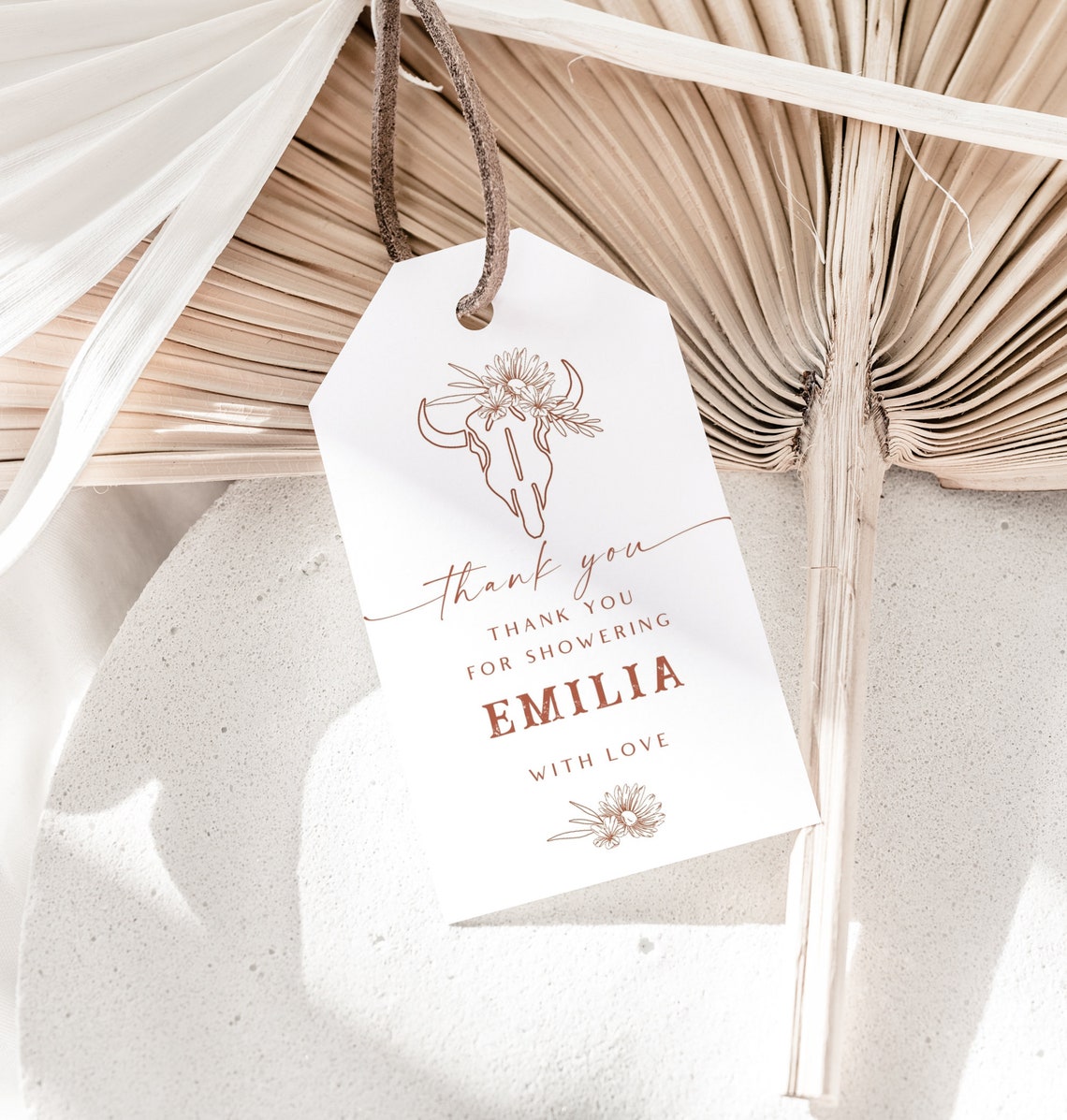 Minimalistic Cow Bridal Shower Favor Tag Template, Ranch Southwest ...