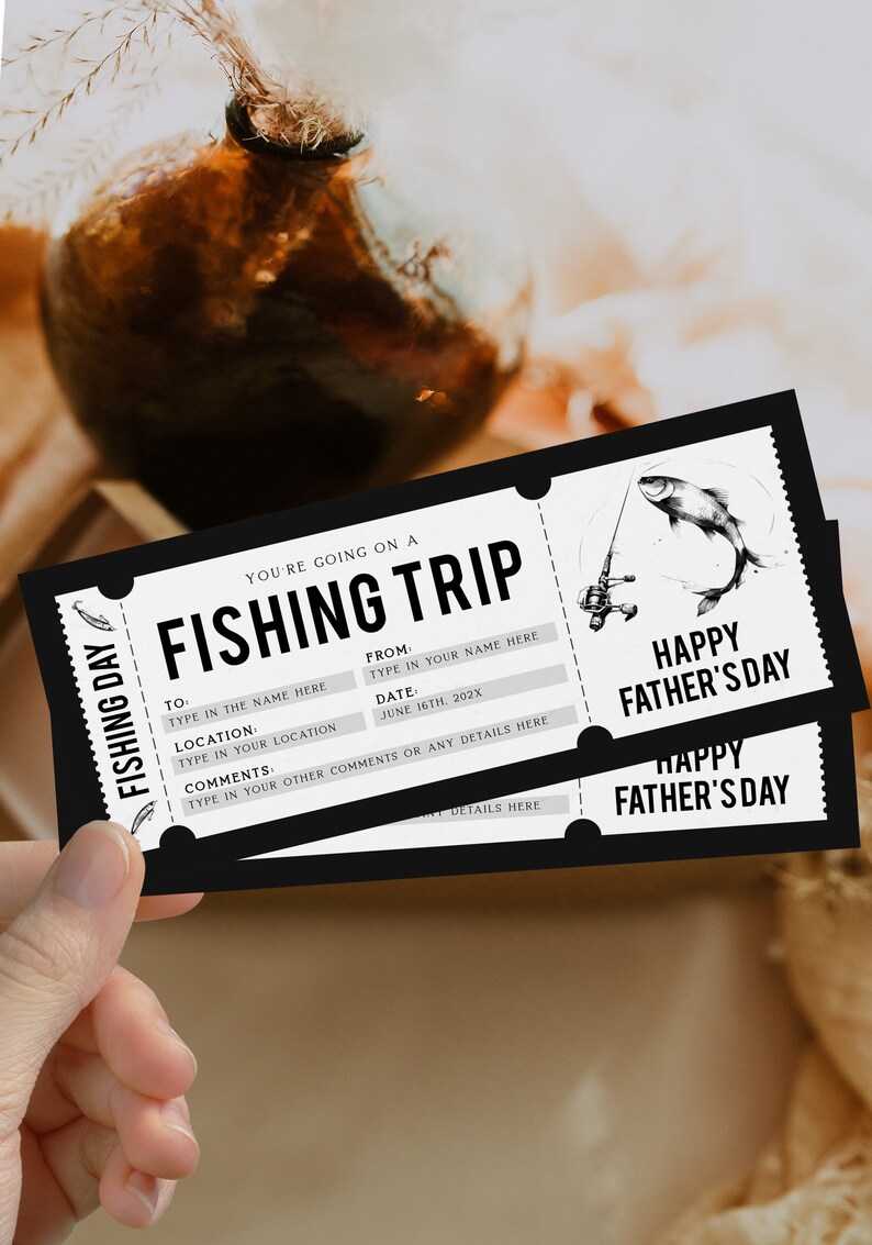Editable Father's Day Fishing Trip Ticket, Surprise Fishing Trip ...