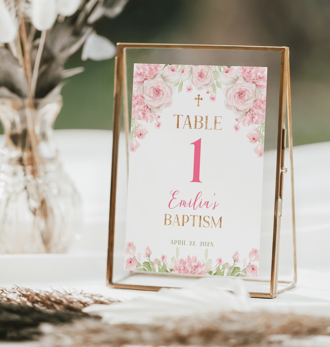 Table Numbers Decorated With Blush Pink Watercolor Flowers, Boho ...